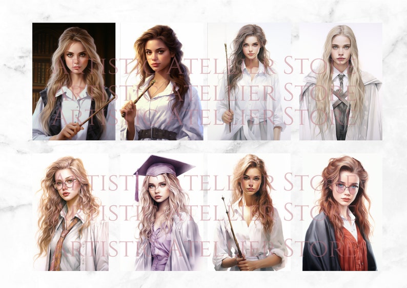 Wizarding Students Hogwarts Witches - 30 Colored Pages for Digital ...
