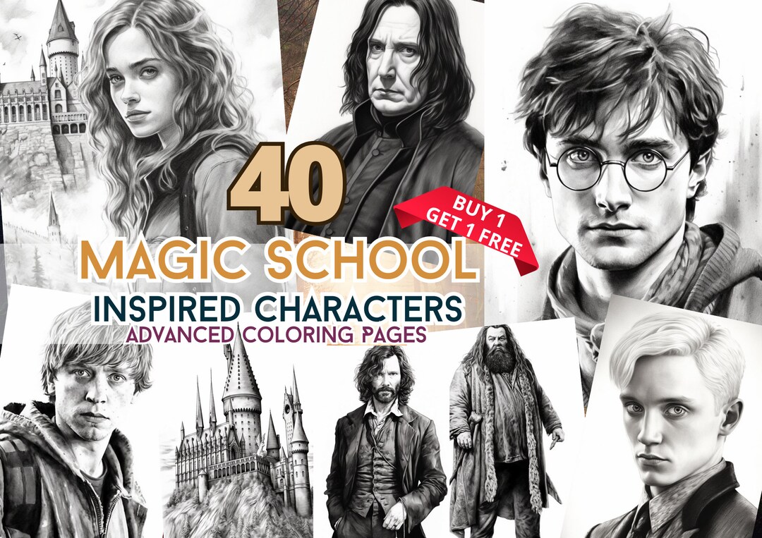 Magic School Mega Bundle - 40 Coloring Pages for Adults - Coloring Book ...
