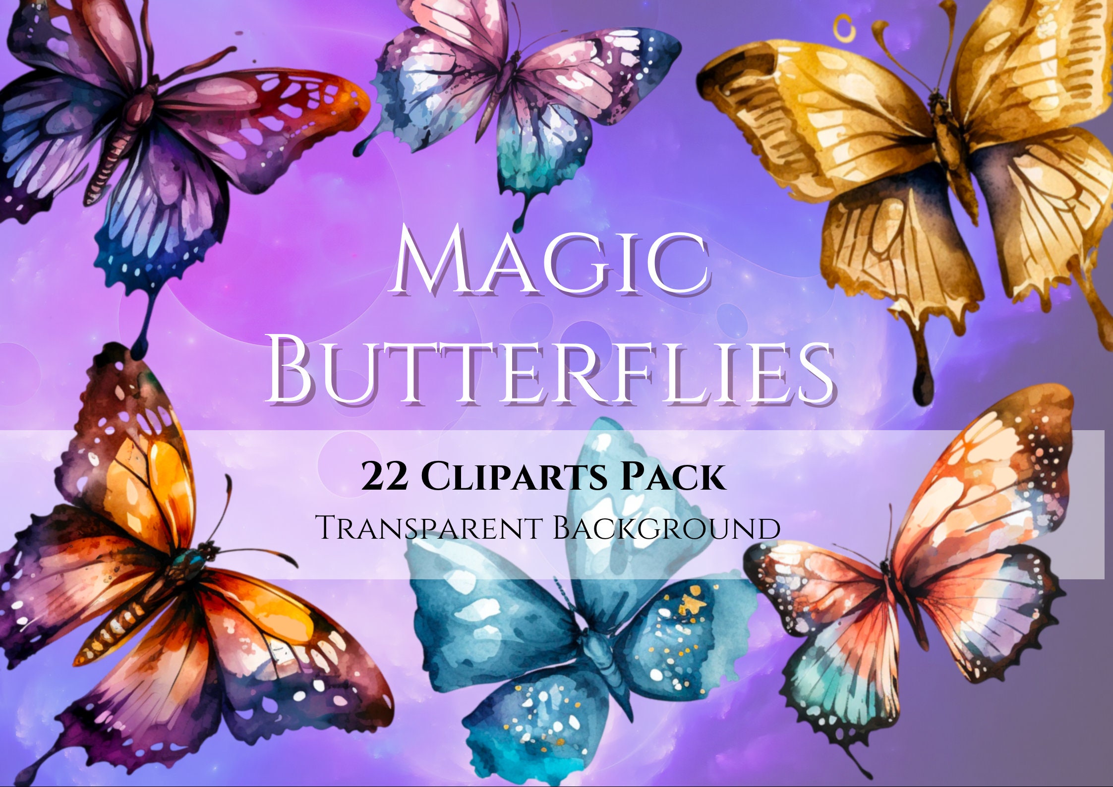 Magic Butterflies 22 Clipart Transparent Background PNG - Etsy