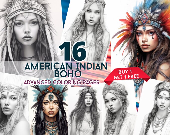 Digital Art PDF Beautiful Native American Indian Woman Coloring Book ...