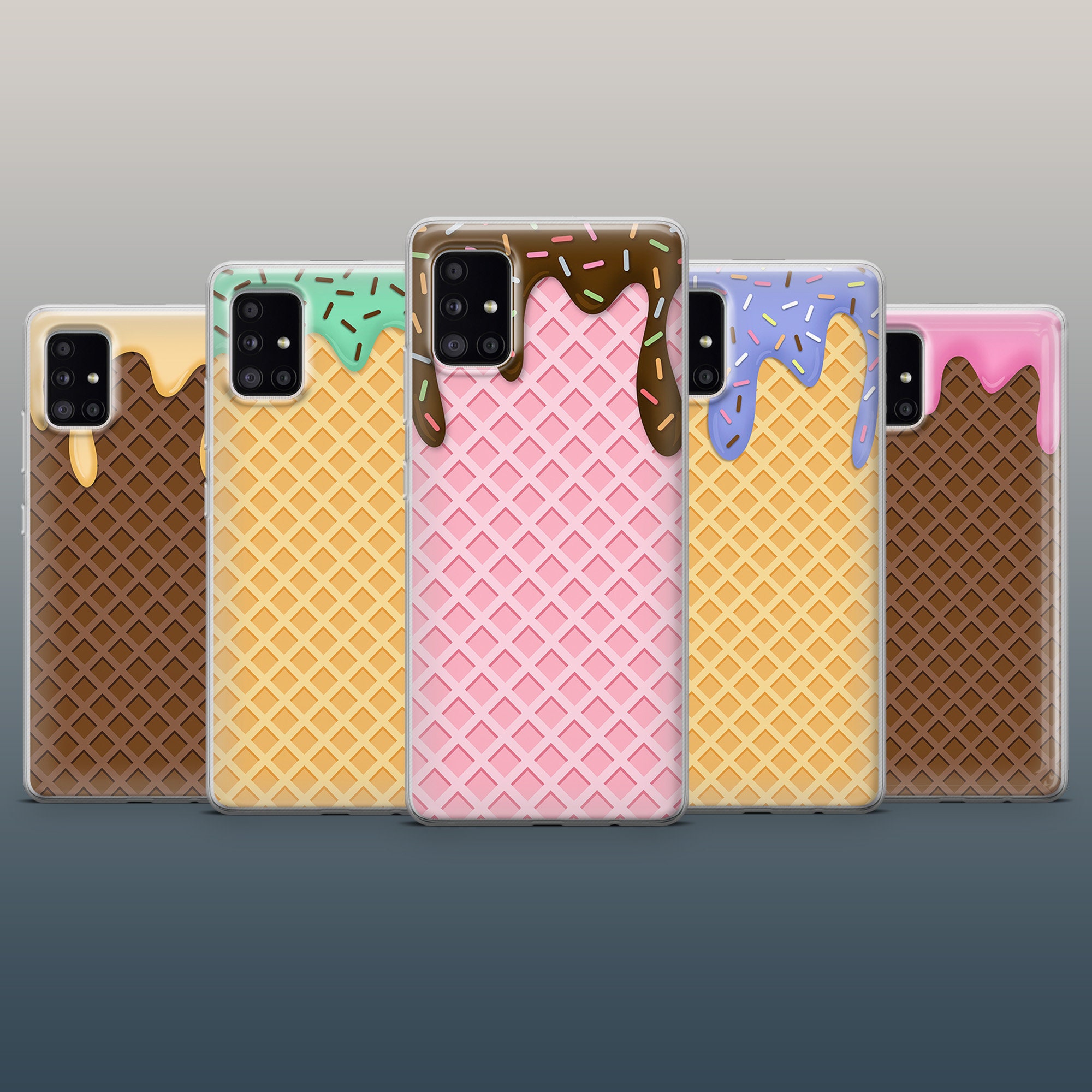 Ice Cream Phone Case Waffle Texture Cover for iPhone 15, 14, 13, 12, 11 ...
