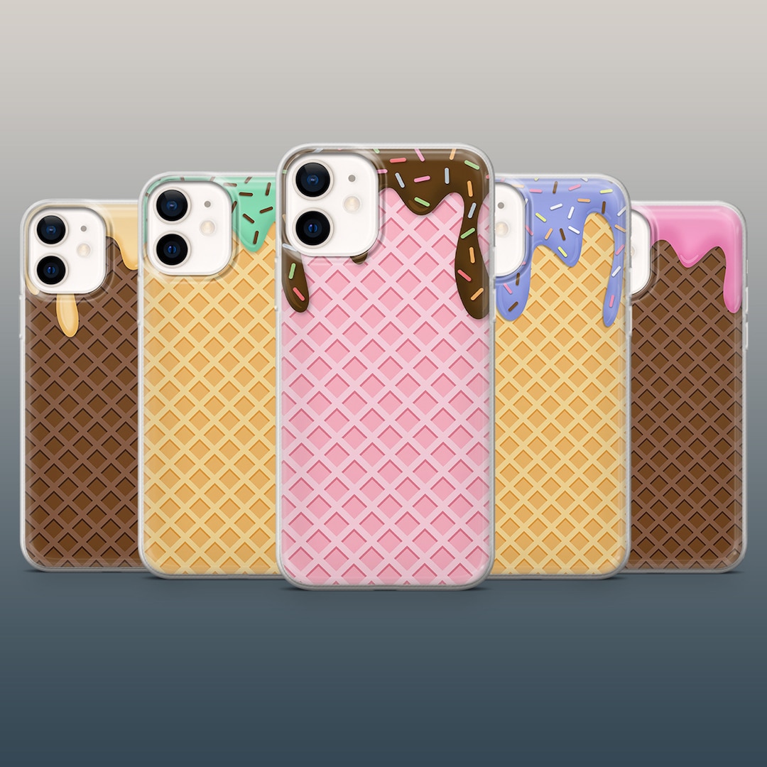 Ice Cream Phone Case Waffle Texture Cover for iPhone 15, 14, 13, 12, 11 ...