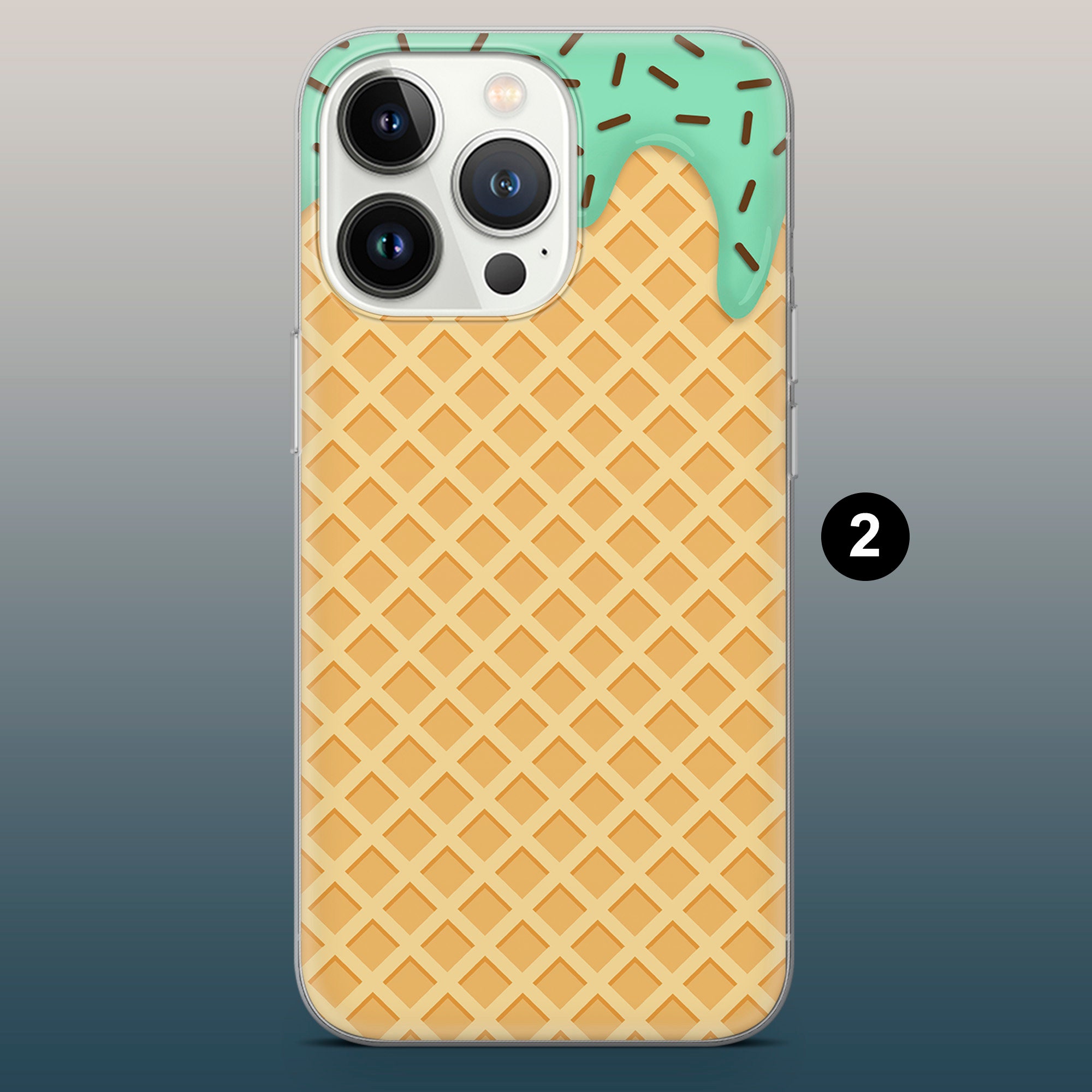 Ice Cream Phone Case Waffle Texture Cover for iPhone 15, 14, 13, 12, 11 ...