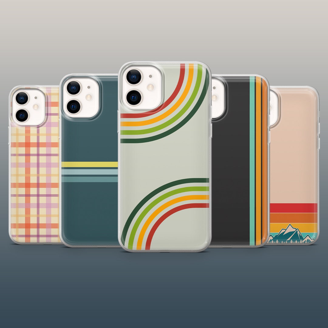 Retro Stripes Phone Case 60s Vintage Lines Cover for iPhone 16, 15, 14 ...