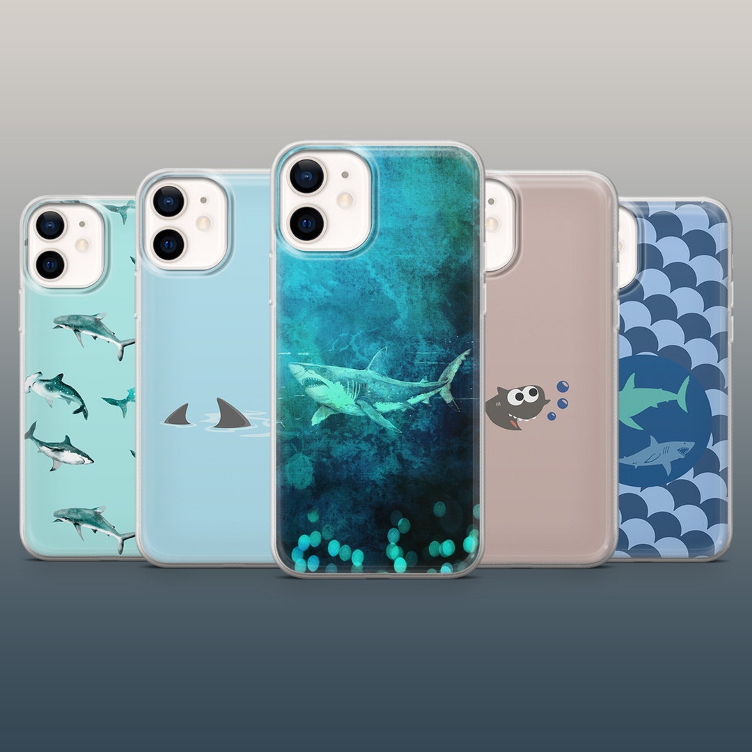 Swimming Shark Phone Case Nautical Theme Cover for iPhone 15, 14, 13 ...