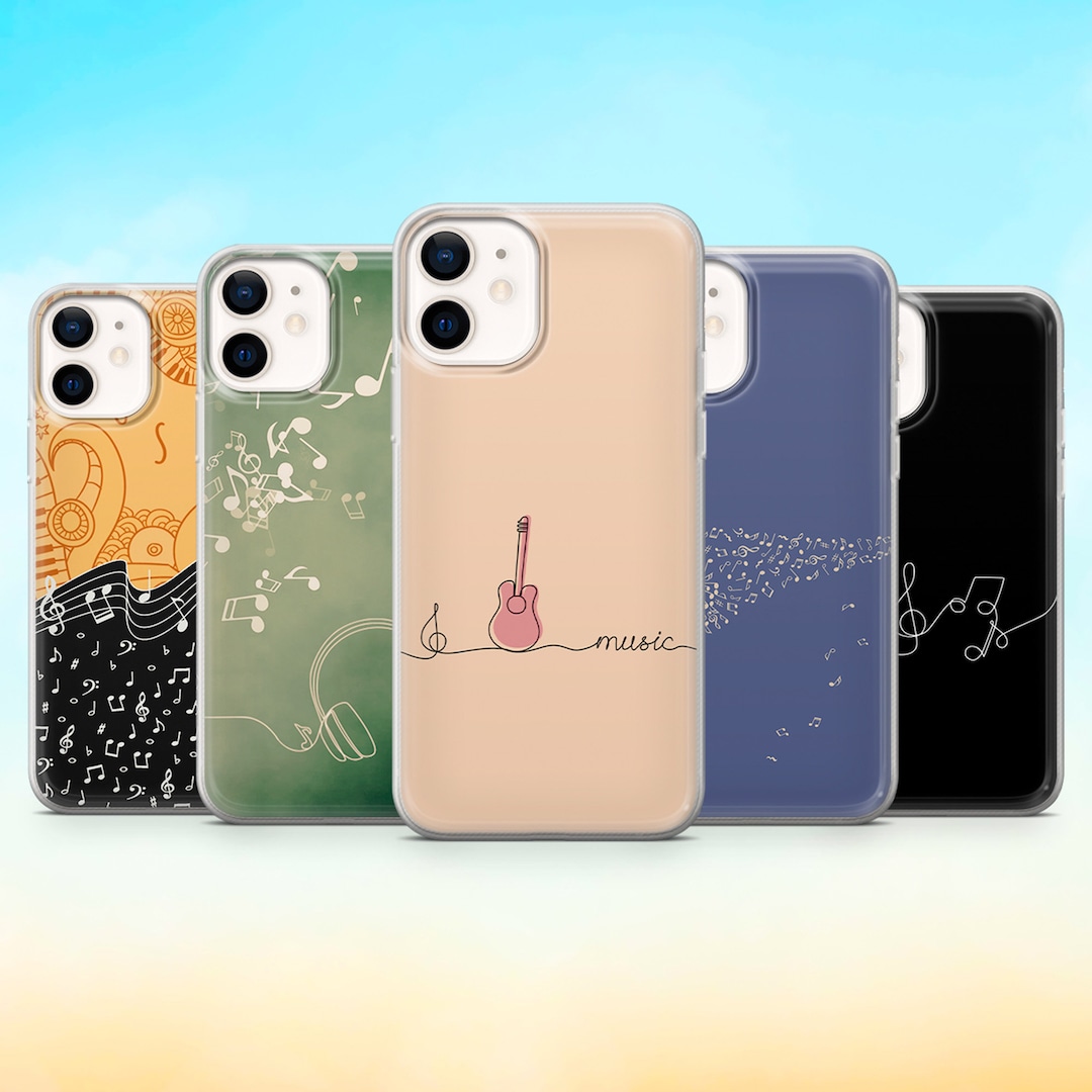 Music Notes Phone Case Guitar Cover for iPhone 16, 15plus, 14, 13, 12 ...