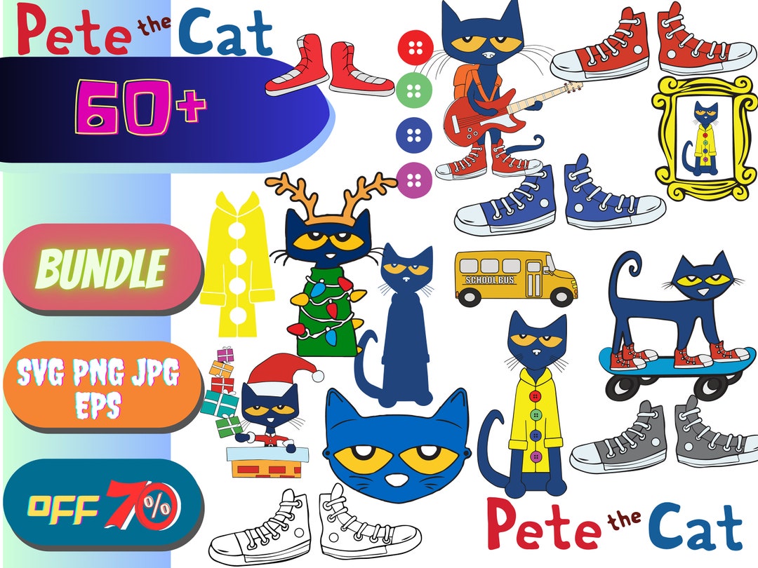60 Pete the cat svg Pete the cat Cricut Vector Bundle - Etsy España