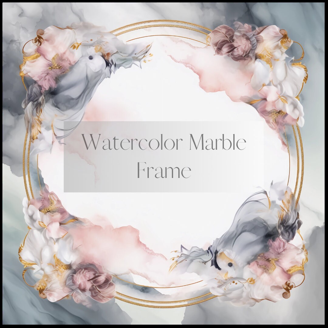 7 High Quality Watercolor Marble Frame, .png Format, Transparent ...