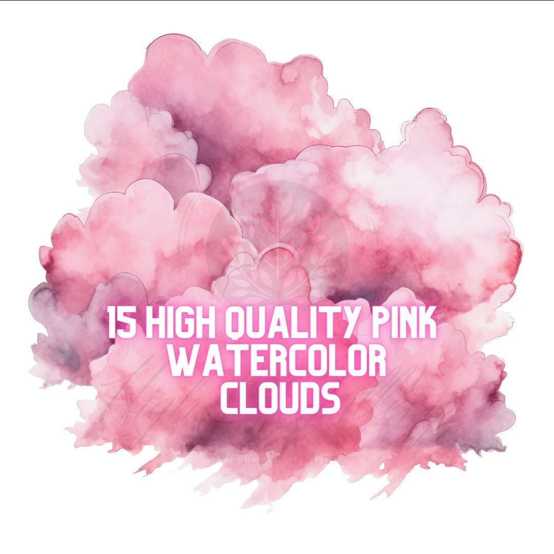15 High Quality Pink Watercolor Clouds, .png Format, Transparent ...