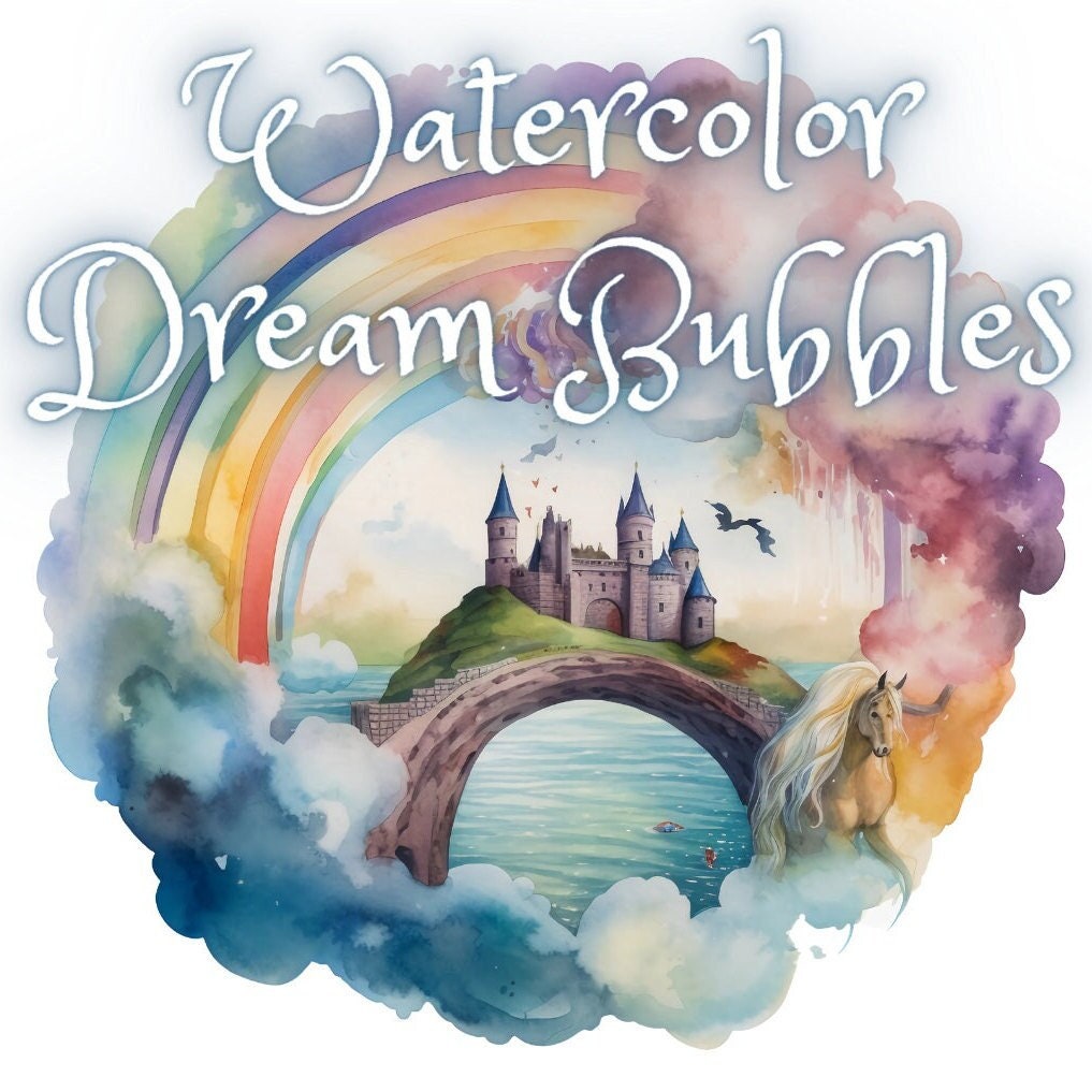 12 Watercolor Fantasy Dream Bubbles Clipart, Transparent Background PNG ...