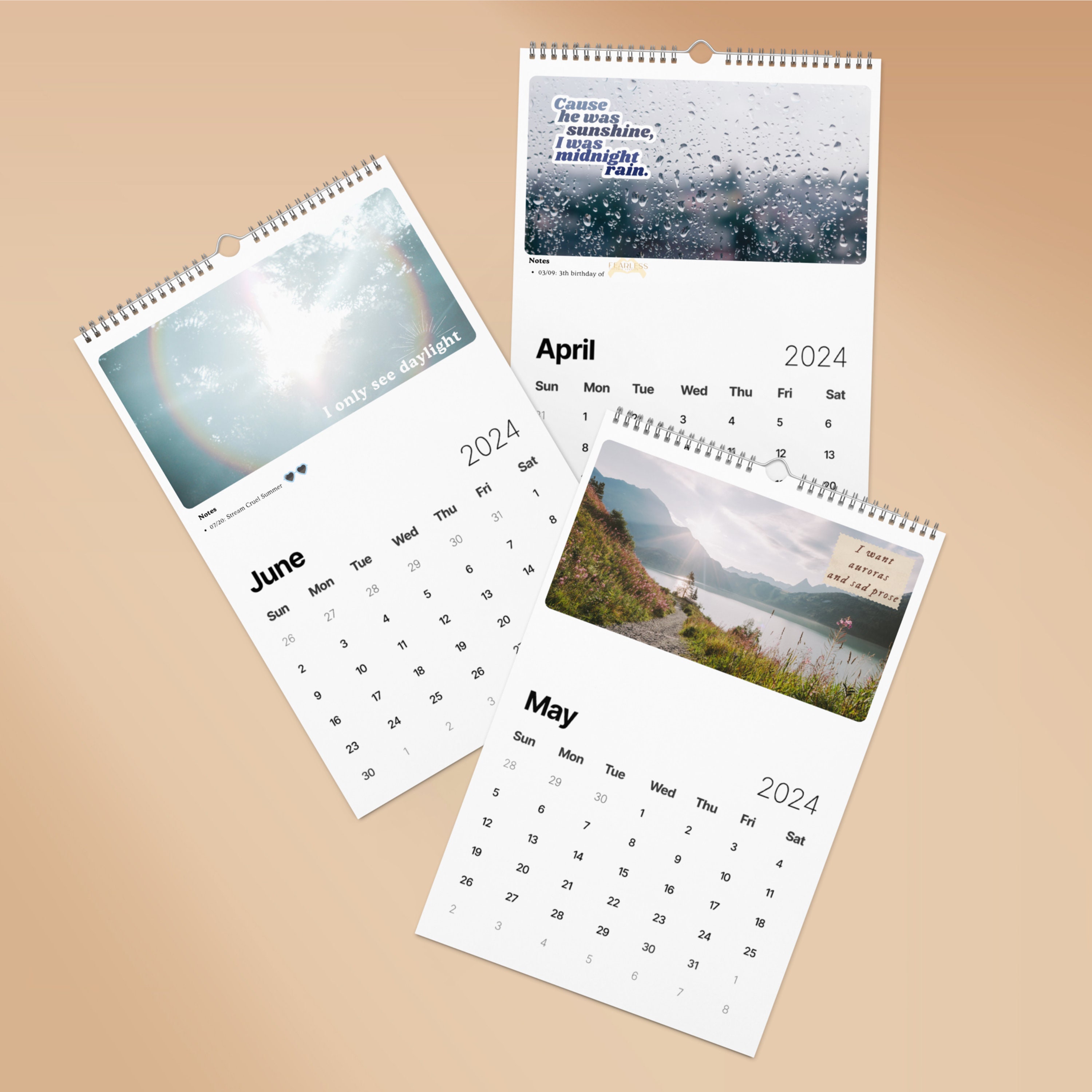 Wall Calendar 2024 Taylor lyrics eras tour calendar years speak now ...