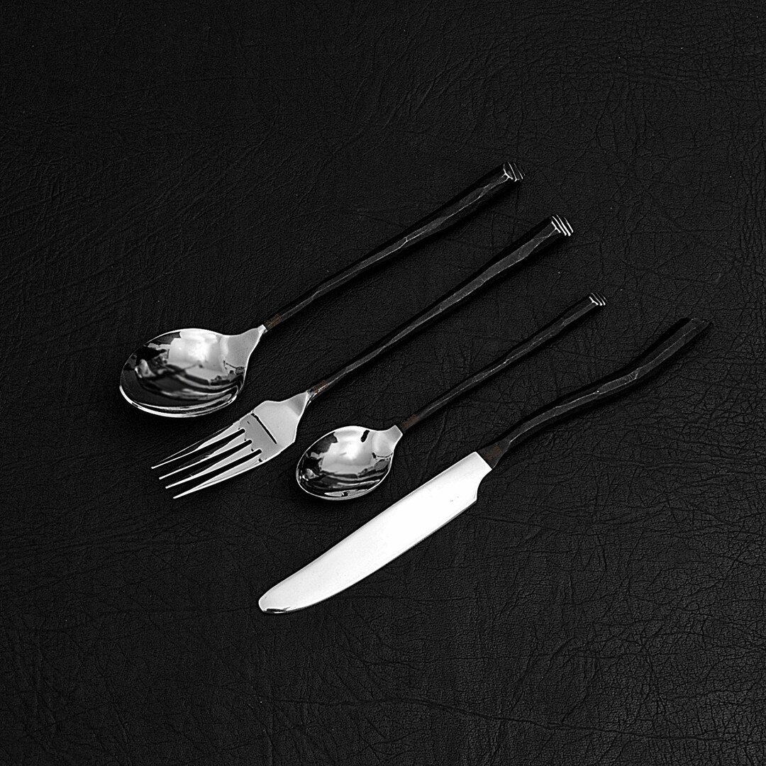 Hand Forged Kitchen Set, Stainless Steel Forged Flatware in A Matte ...