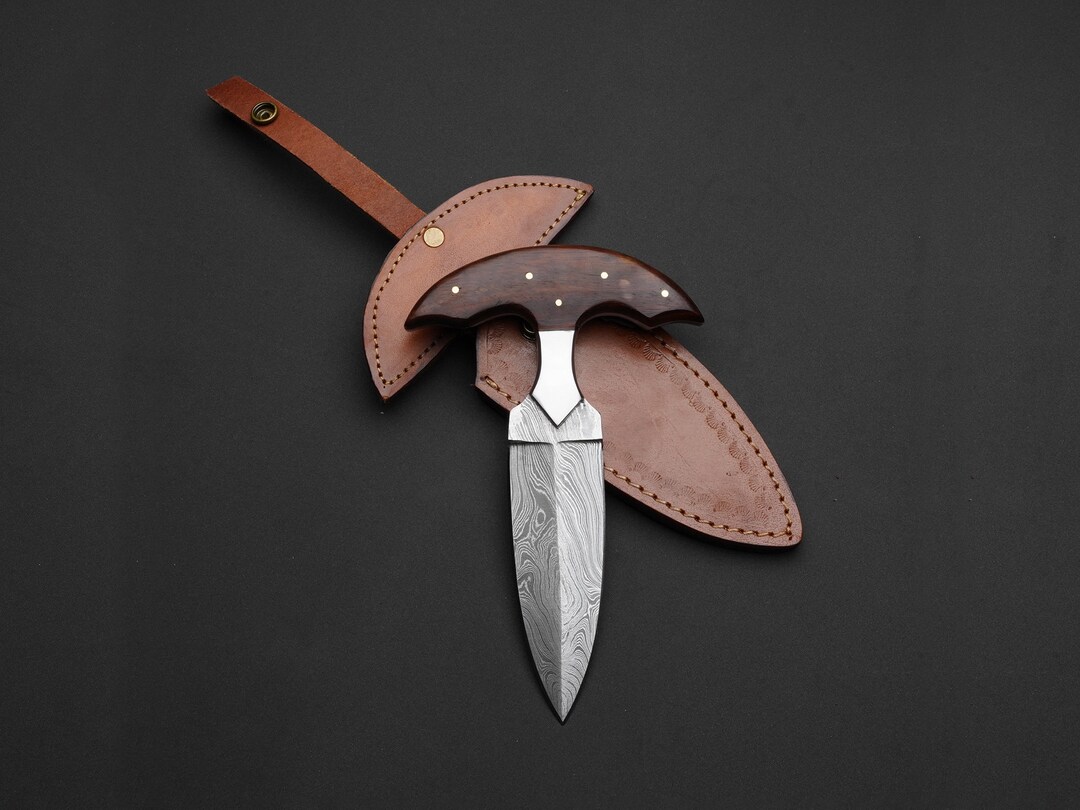 Hand Forged Damascus Push Dagger Rose Wood Handle - Etsy