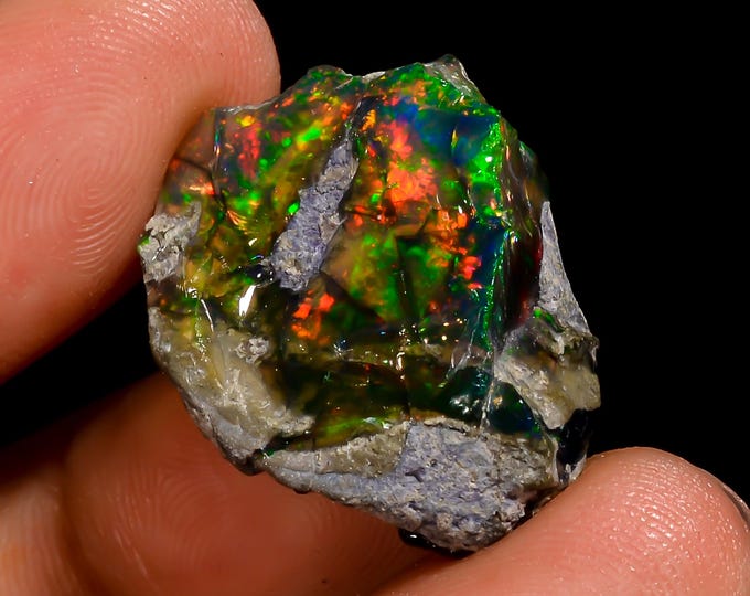 Black Opal Rough, Dry Opal Rough Multi Fire Opal, Loose Opal Welo Fire ...
