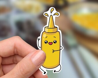 Mustard Sticker Weatherproof Vinyl Sticker Kawaii Food Sticker Yellow ...