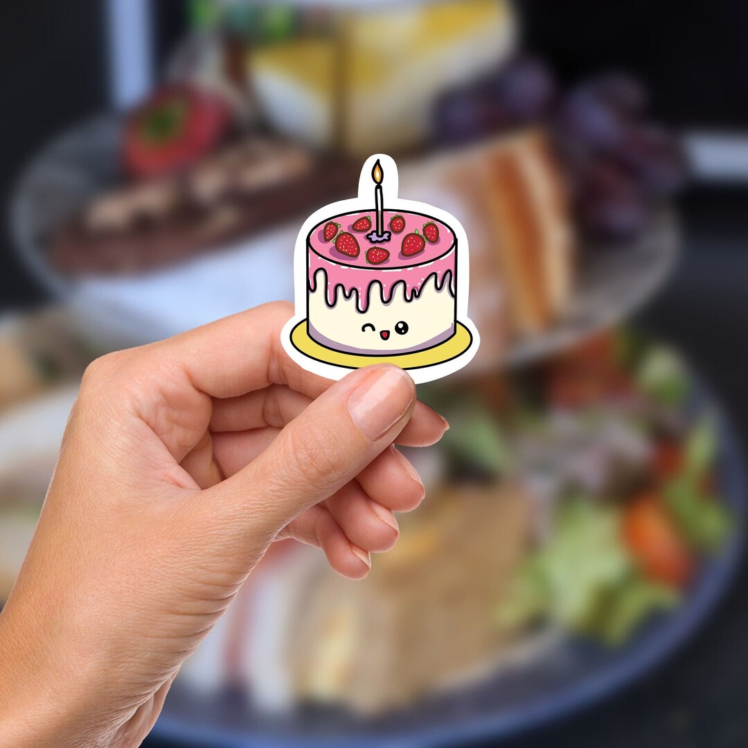 Cute Kawaii Birthday Cake Sticker - Etsy