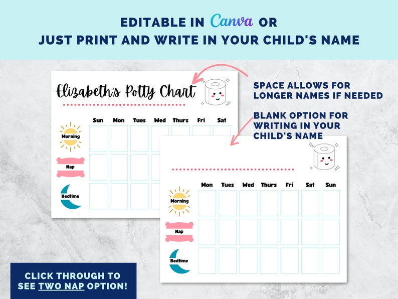 Editable Potty Chart Printable Template - Etsy