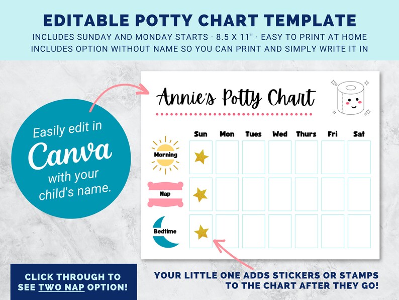 Editable Potty Chart Printable Template - Etsy
