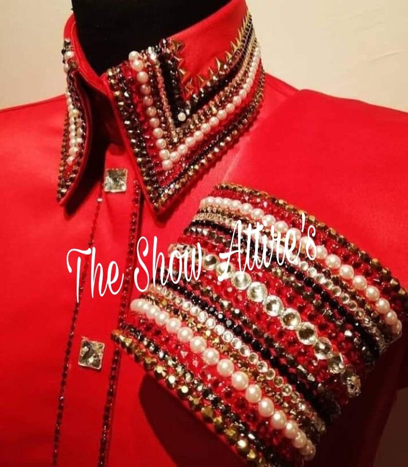 Western Red Show Shirt for Rodeo Queen Dress Horse Riding Shirt ...