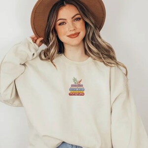 EMBROIDERED BOOK Sweatshirt, Book Shirt, Book Lover Embroidered ...