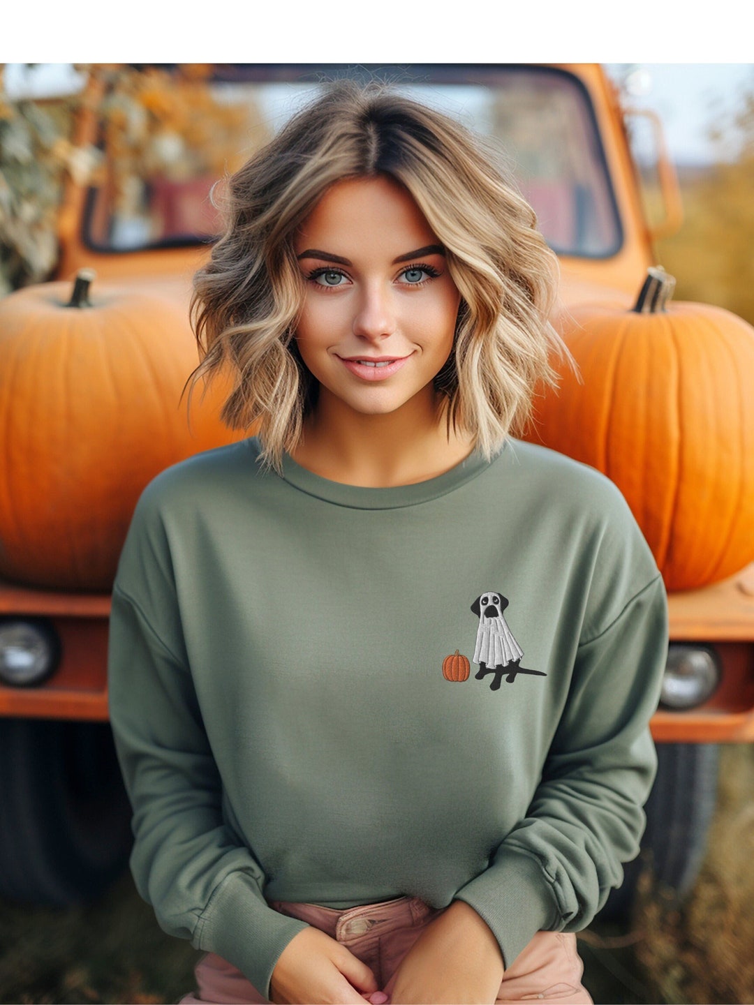 EMBROIDERED Black Lab Ghost Halloween Sweatshirt, Gift for Black Lab ...