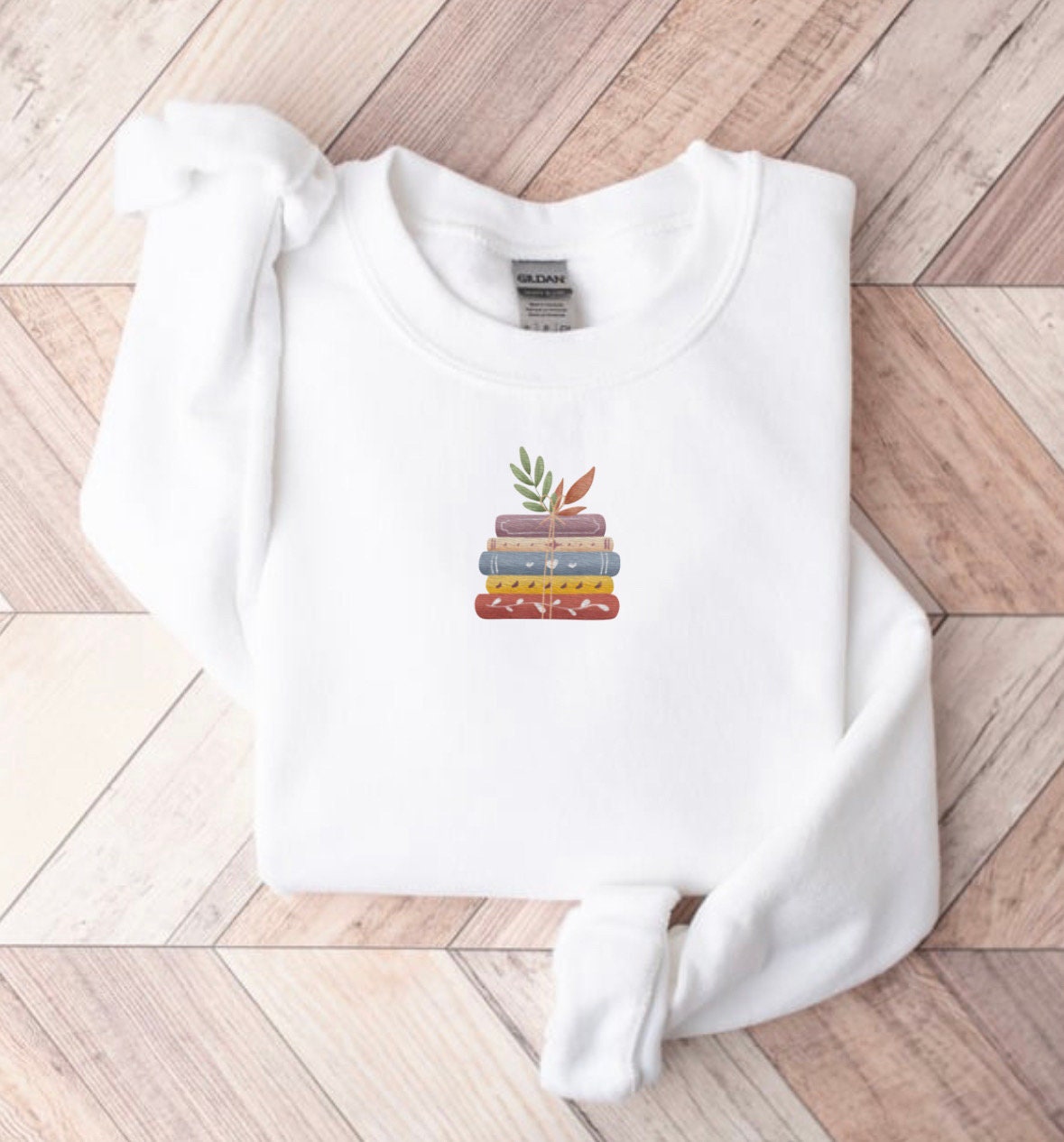 EMBROIDERED BOOK Sweatshirt, Book Shirt, Book Lover Embroidered ...