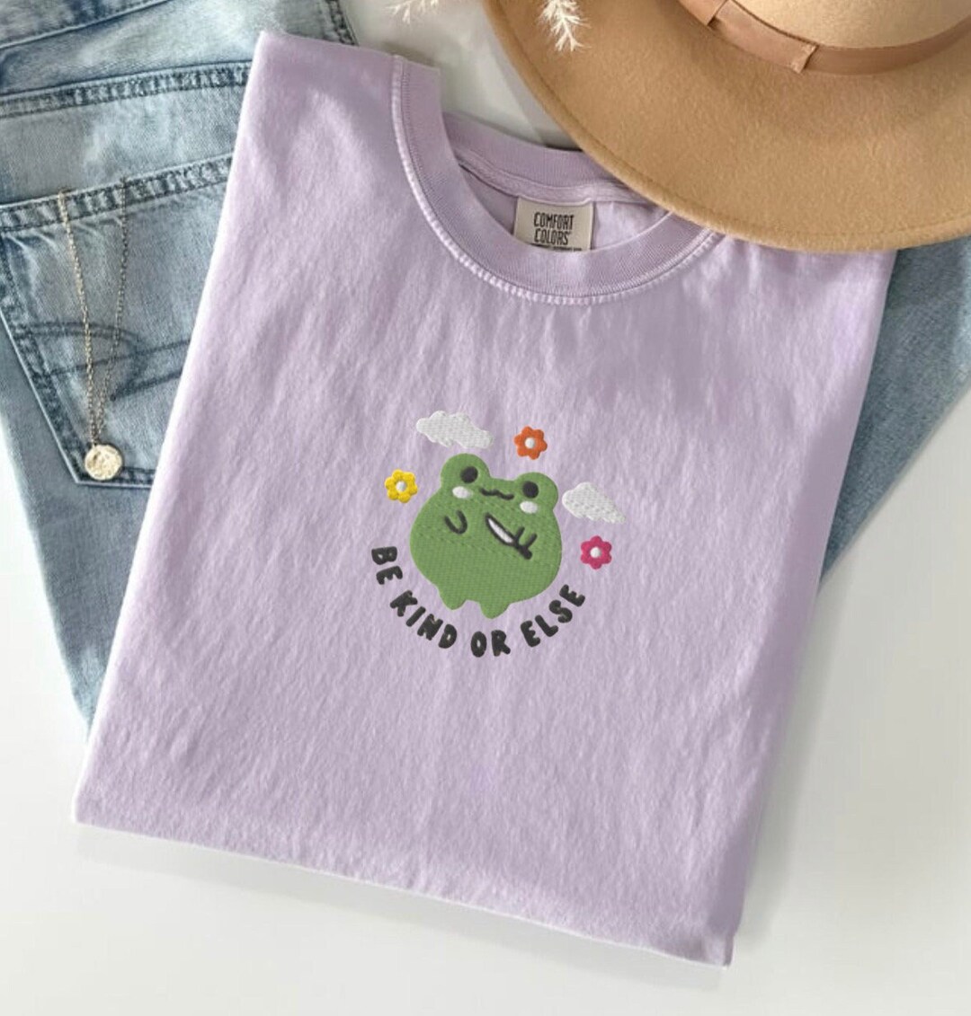 EMBROIDERED FROG Shirt, Be Kind FROG, Comfort Colors Frog Tshirt, Funny ...