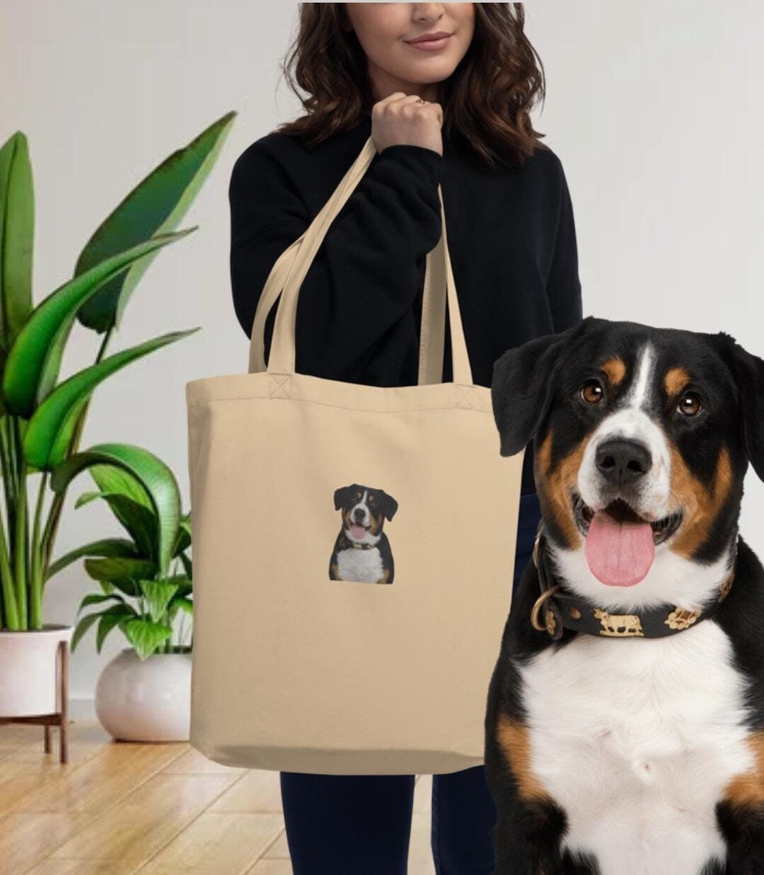 EMBROIDERED Custom Dog Tote Bag With Photo, Personalized Dog Mom Bag ...