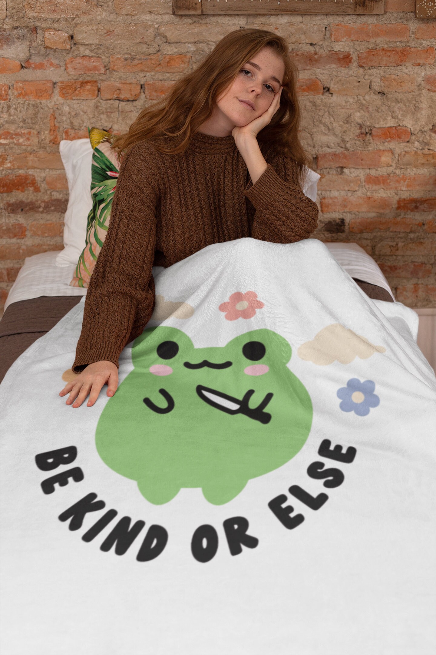 FROG BLANKET, Frog Throw, Be Kind FROG, Retro Frog Gift, Funny Frog ...