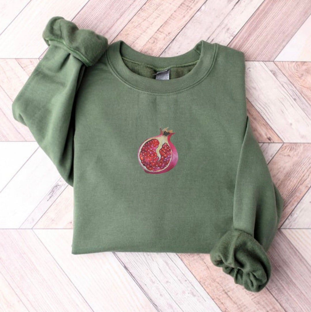 EMBROIDERED POMEGRANATE Sweatshirt, Fruit Sweatshirt, Pomegranate Shirt ...