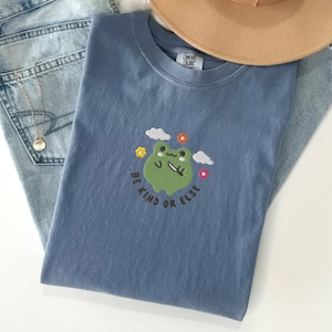 EMBROIDERED FROG Shirt, Be Kind FROG, Comfort Colors Frog Tshirt, Funny ...