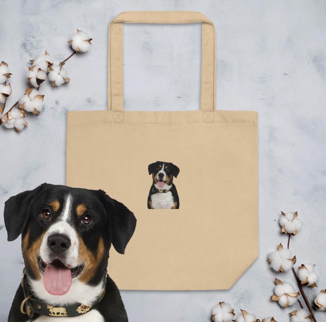 Embroidered Custom Dog Tote Bag With Photo, Personalized Dog Mom Bag ...