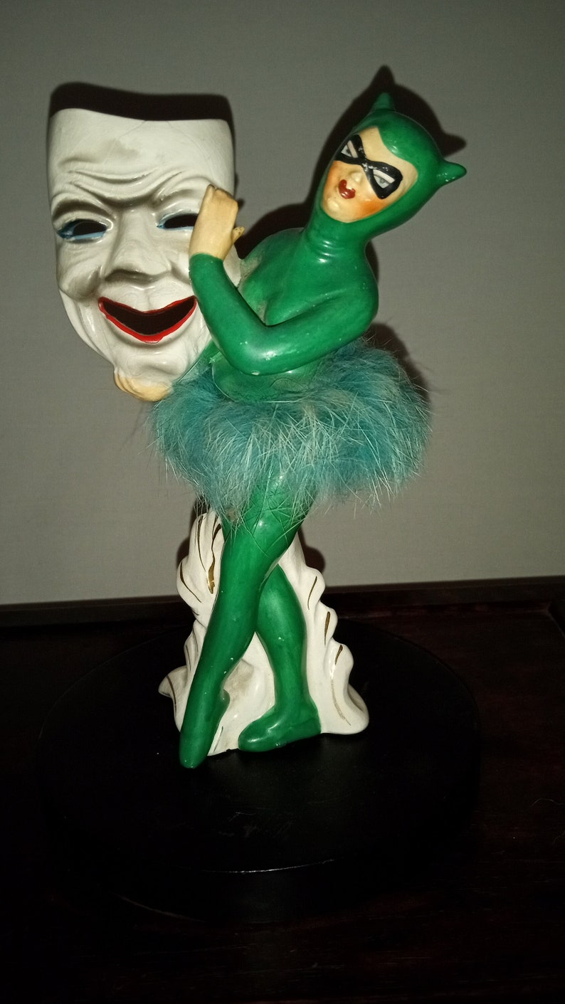 Vintage Enesco/sonsco Green She Devil Ballerina W/ Comedy Mask - Etsy