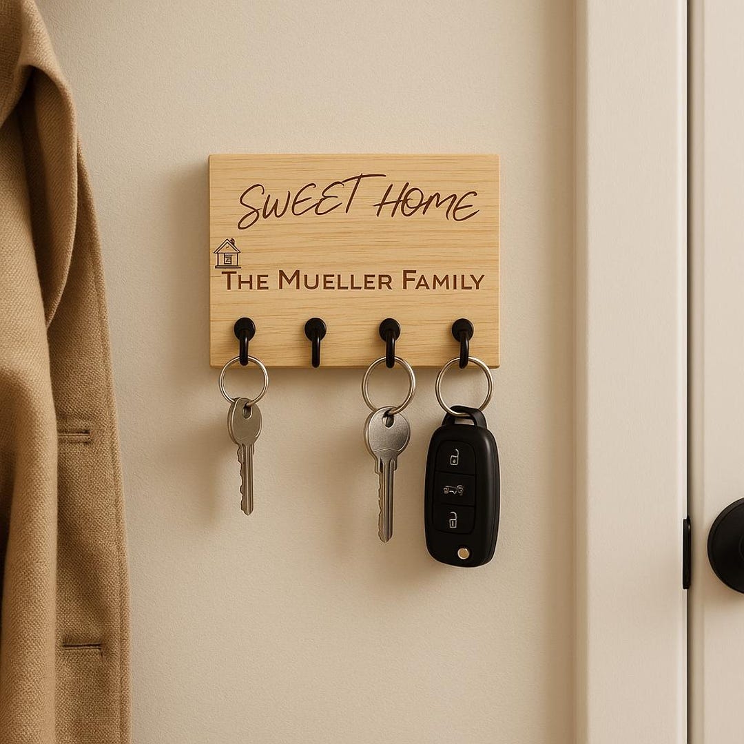 Housewarming Gift Idea, Personalized Wood Key Holder for the Whole ...