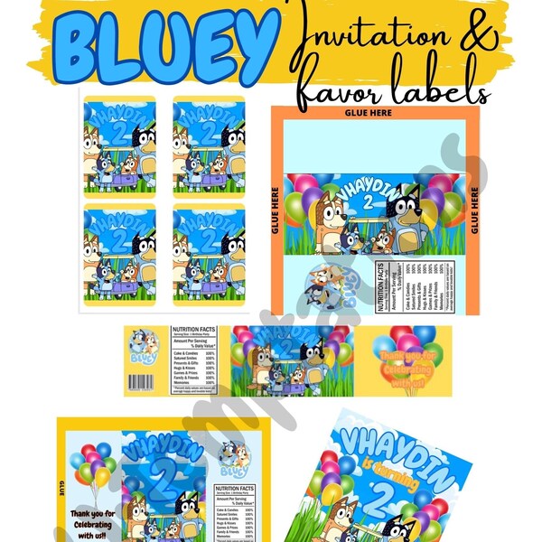 Bluey Candy Bar Label - Etsy