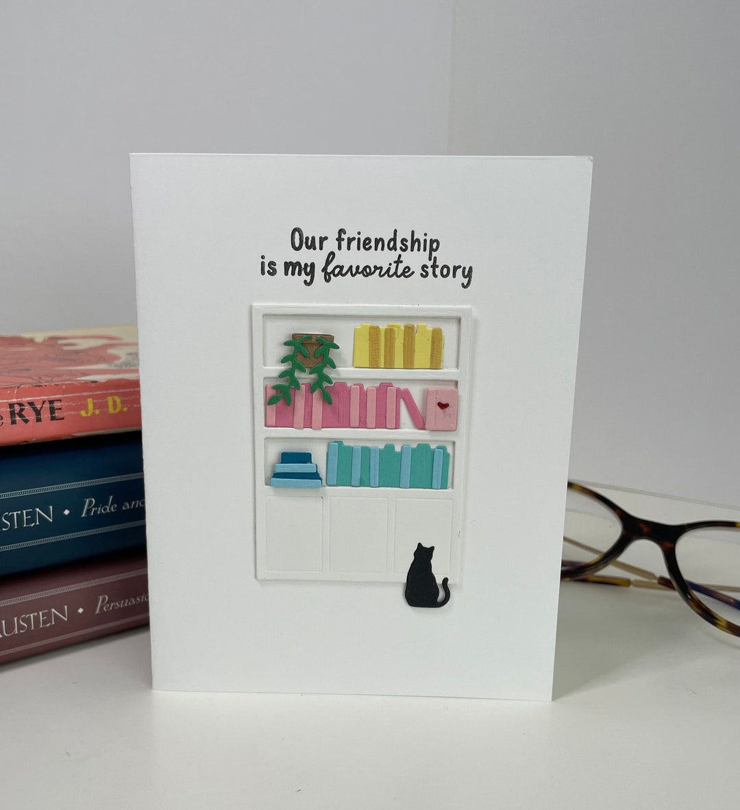 Bookshelf Card - Etsy