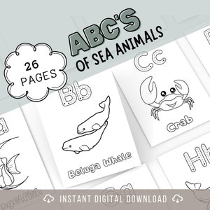 ABC SEA ANIMALS Coloring Book | Alphabet Tracing | Ocean Fish Color ...