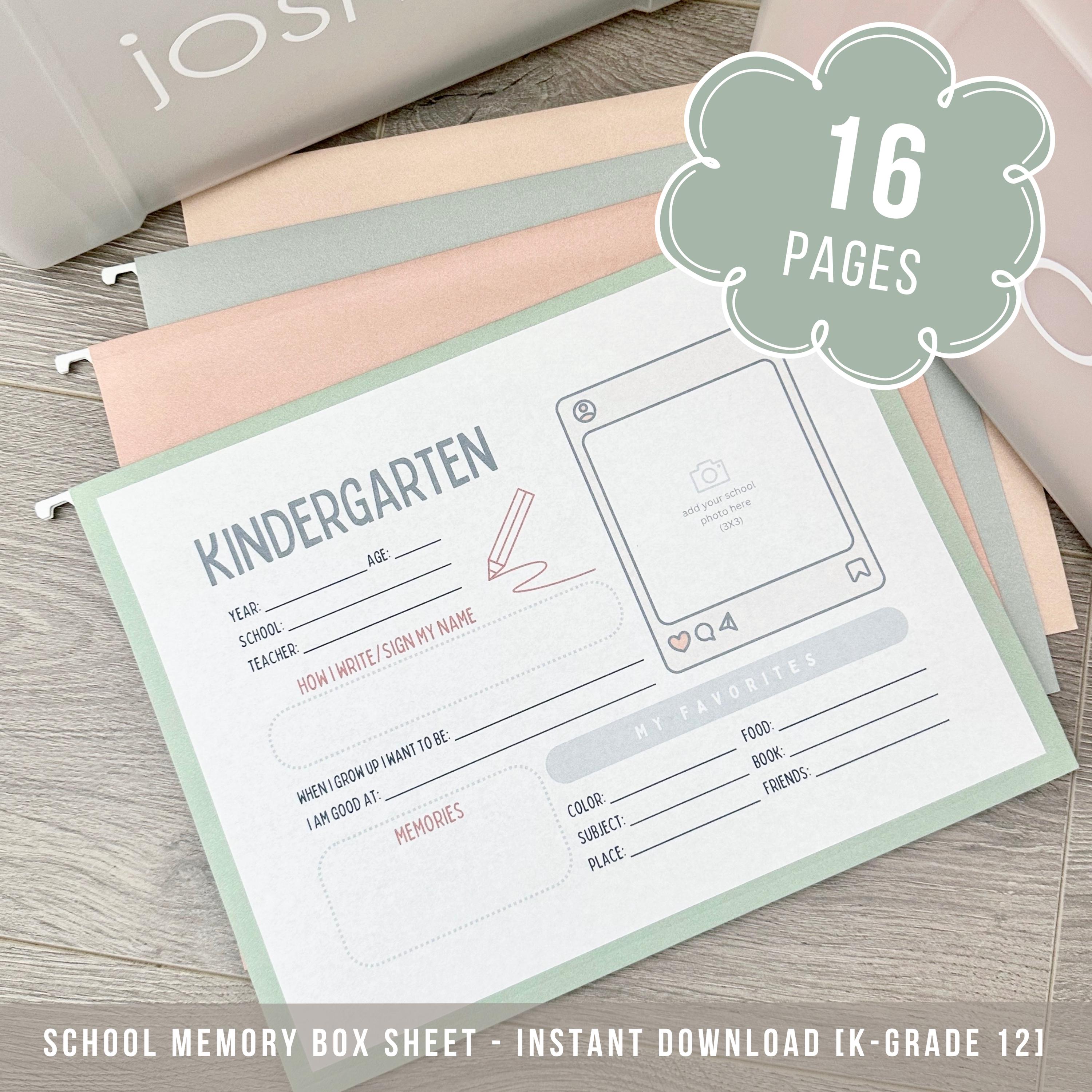 SCHOOL MEMORY BOX File Folder Cover | Printable Sheet Questionnaire ...