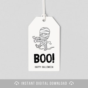 BOO! Mummy - Happy Halloween Printable | Gift Tag | Favor Goodie Bag ...