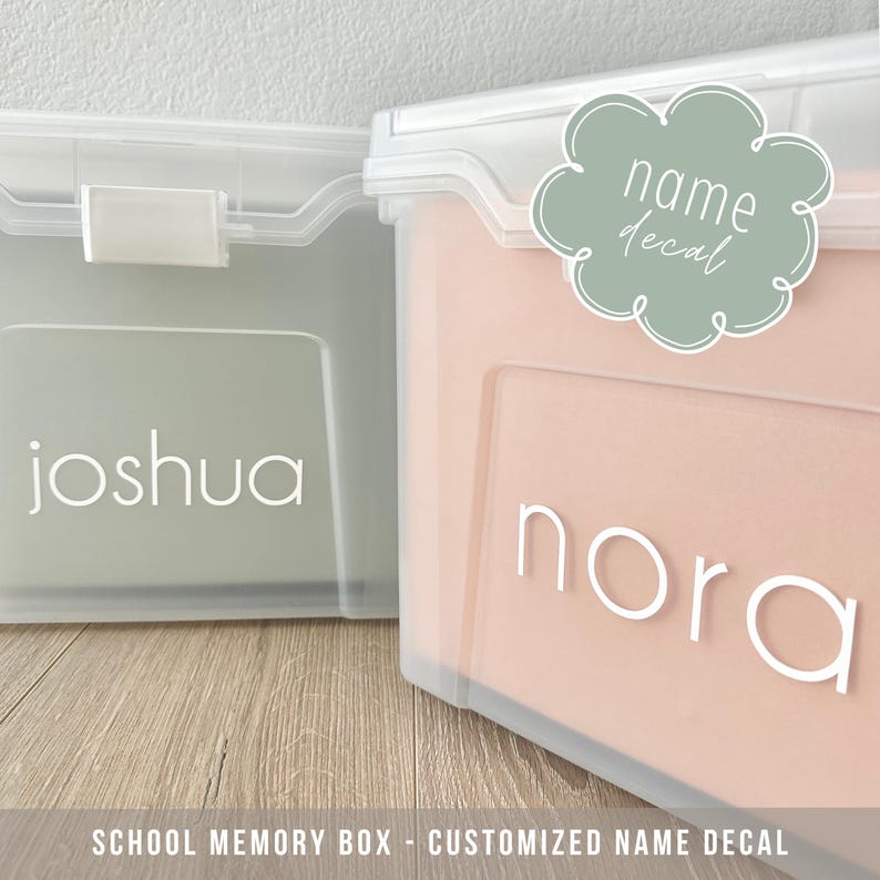 MEMORY BOX NAME Vinyl Decal | Milestone Memoribilia File Tote Kids ...
