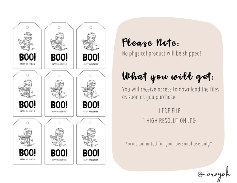 BOO! Mummy - Happy Halloween Printable | Gift Tag | Favor Goodie Bag ...