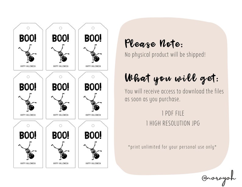 BOO! Skeleton - Happy Halloween Printable | Gift Tag | Favor Goodie Bag ...
