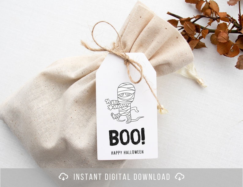 BOO! Mummy - Happy Halloween Printable | Gift Tag | Favor Goodie Bag ...