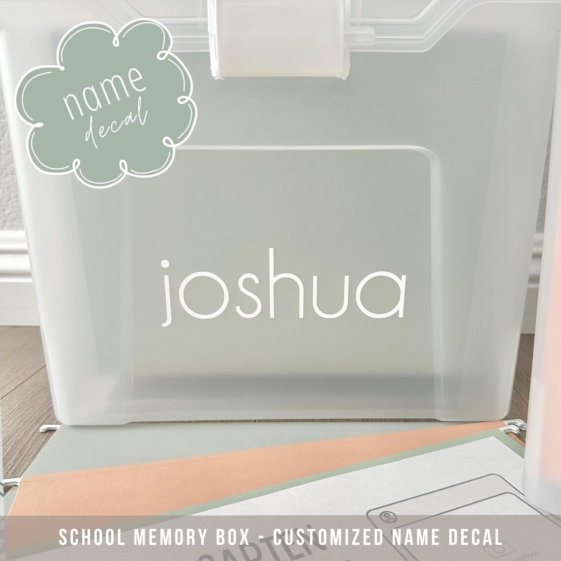 MEMORY BOX NAME Vinyl Decal | Milestone Memoribilia File Tote Kids ...