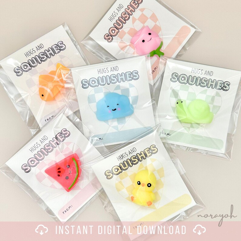 HUGS & SQUISHES Valentine Day | Cute Printable Valentine's Cards ...