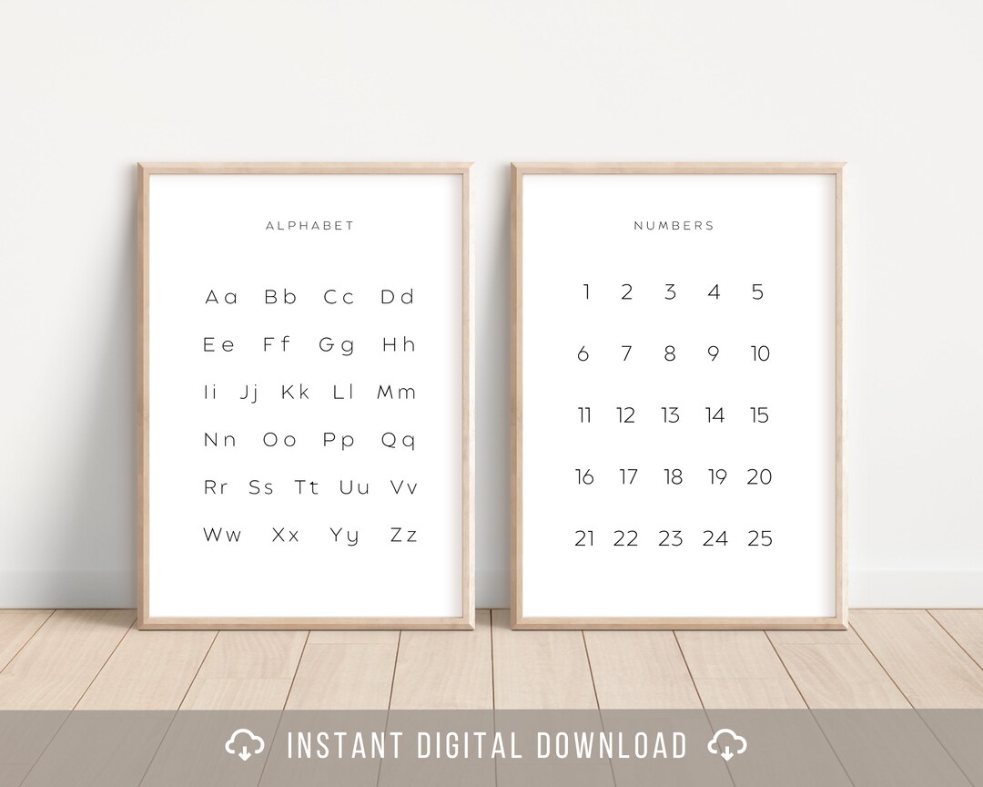 Alphabet & Numbers Print | Wall Art | Printable Educational Prints for ...
