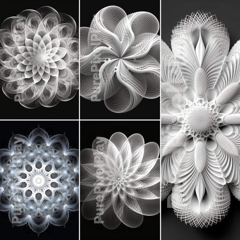 Spirograph Digital Art, 3D Spirograph Clipart, Elegant White ...