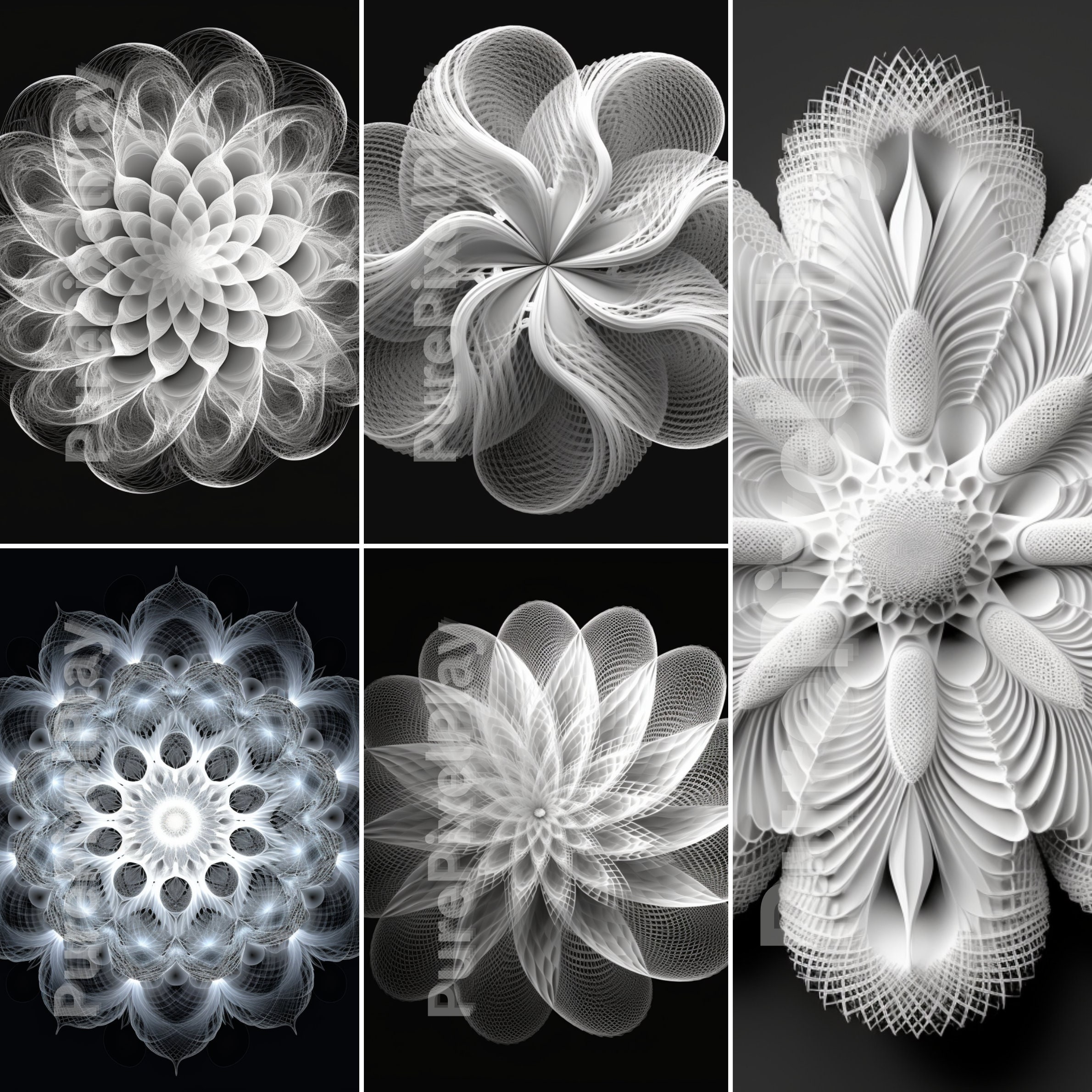 Spirograph Digital Art, 3D Spirograph Clipart, Elegant White ...
