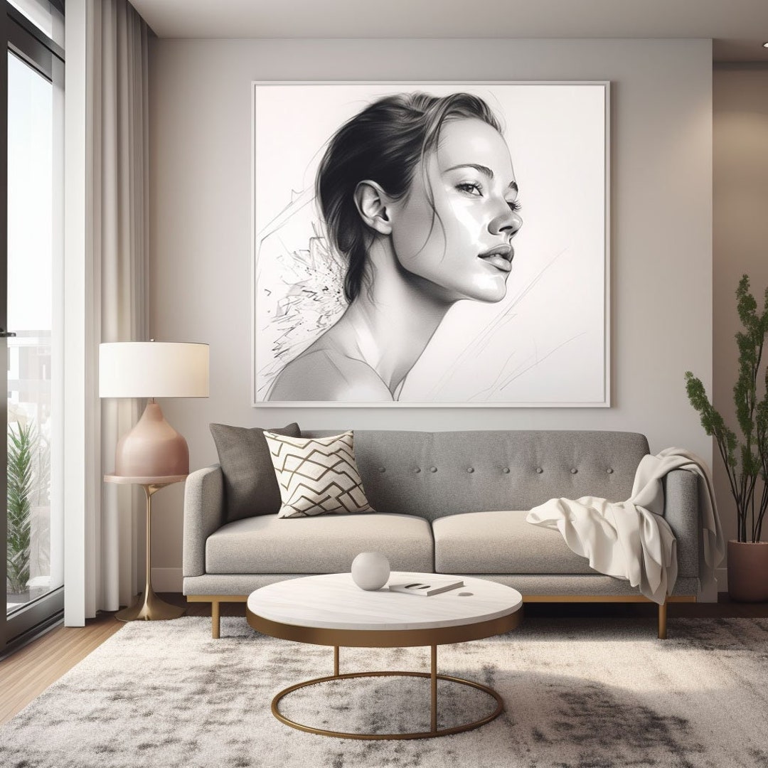 Fine Line Portrait Wall Art Printable Decor Instant - Etsy