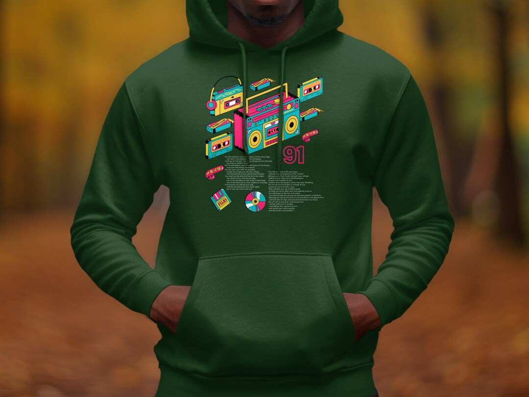 Psalm 91 Retro Boombox Graphic Christian Sweatshirt, Unique Bible Verse ...